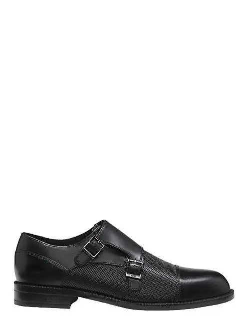 BOSS Buckle Leather Monk Shoes - 001