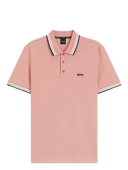 BOSS Paddy Brand-embroidered Cotton-piqué Polo Shirt - Light/pastel Pink