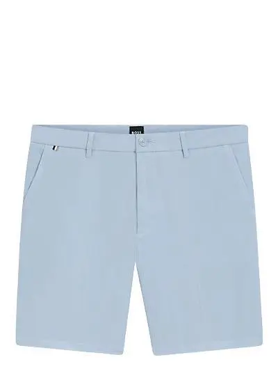 BOSS Straight-leg Stretch-cotton Shorts - Light/pastel Blue