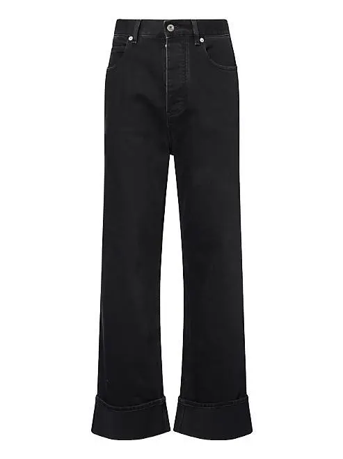 Bottega Veneta Faded Turn-up Hem Denim Trousers - Black