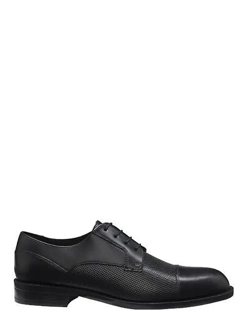 BOSS Lace-up Leather Derby Shoes - Black