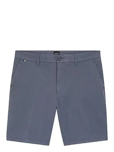 BOSS Straight-leg Stretch-cotton Shorts - Open Blue