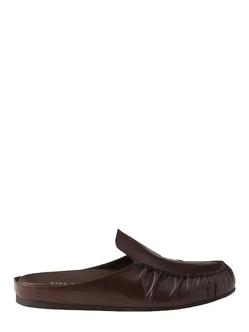 Prada Logo-print Leather Mules - Brown