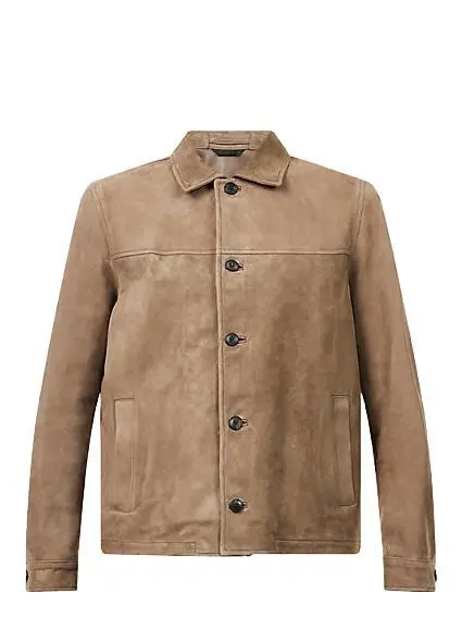 Sunspel Collared Suede Jacket - Light Tan26