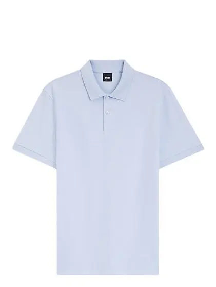 BOSS Short-sleeved Textured Cotton Polo Shirt Xxxl - Light/pastel Blue
