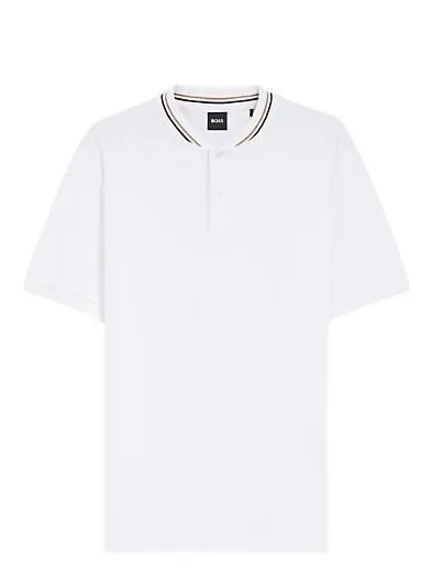 BOSS Baseball-collar Short-sleeved Cotton Polo Shirt Xxl - White