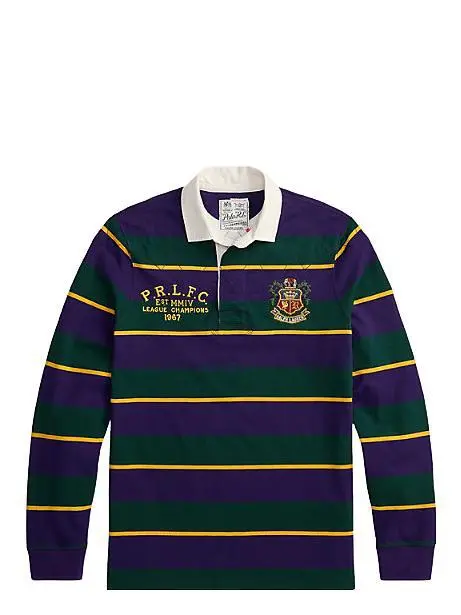 Polo Ralph Lauren Classic-fit Embroidered Cotton-jersey Rugby Shirt - Branford Purple Multi