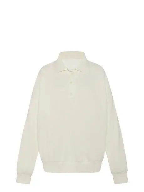 THE ROW Corzas Relaxed Polo Cotton-jersey Sweatshirt - Seashell