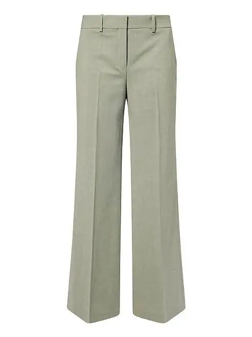 Theory Fluid Flare Wool Trousers - Vetiver Melange