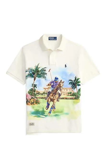 Polo Ralph Lauren Graphic-print Classic-fit Mesh Cotton Polo Shirt - Polo Society Poster Art