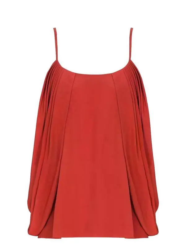 Balmain Draped Silk Crepe Blouse - Red