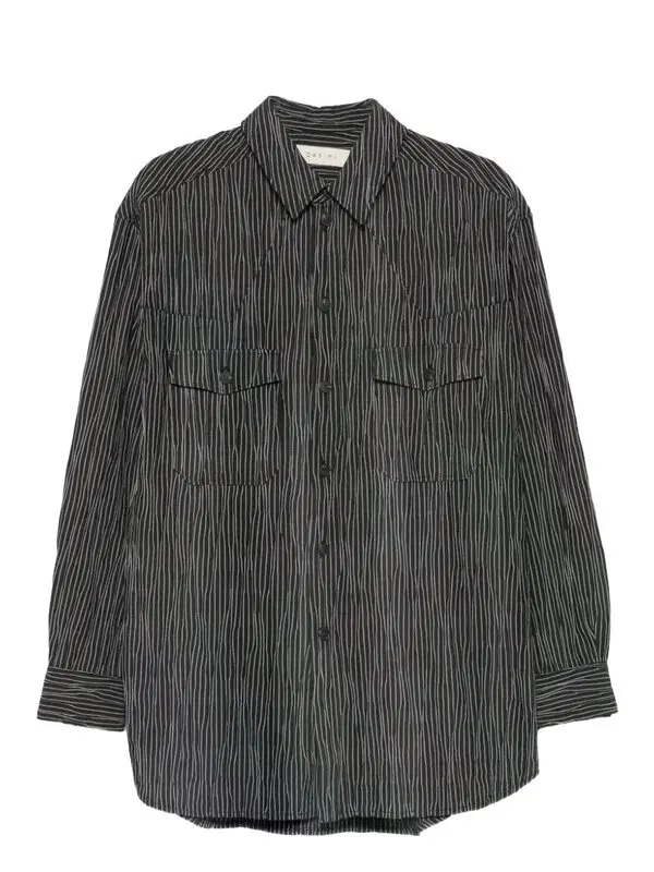 QASIMI Striped Pocket Shirt - Black