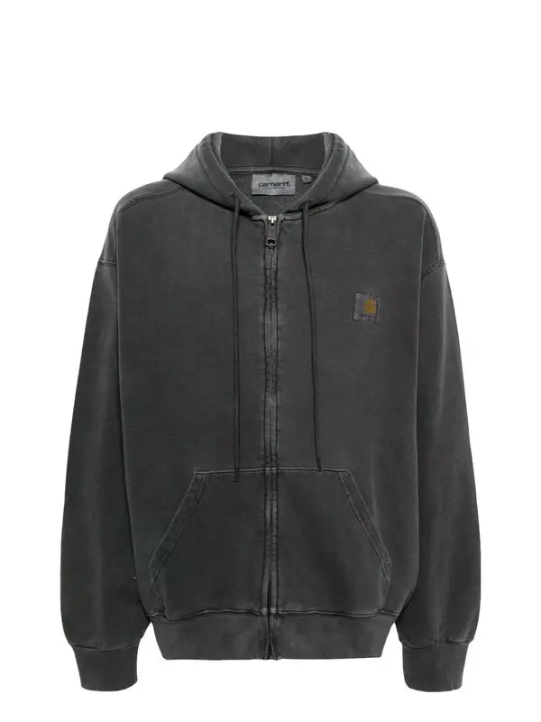 Carhartt Work In Progress Logo-appliqué Zip-up Hoodie - Grey