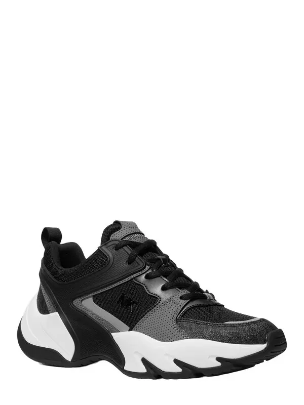 Michael Kors Chase Mixed-media Trainer - Black