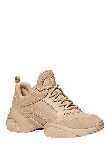 Michael Kors Bowie Mixed-media Trainer - Natural
