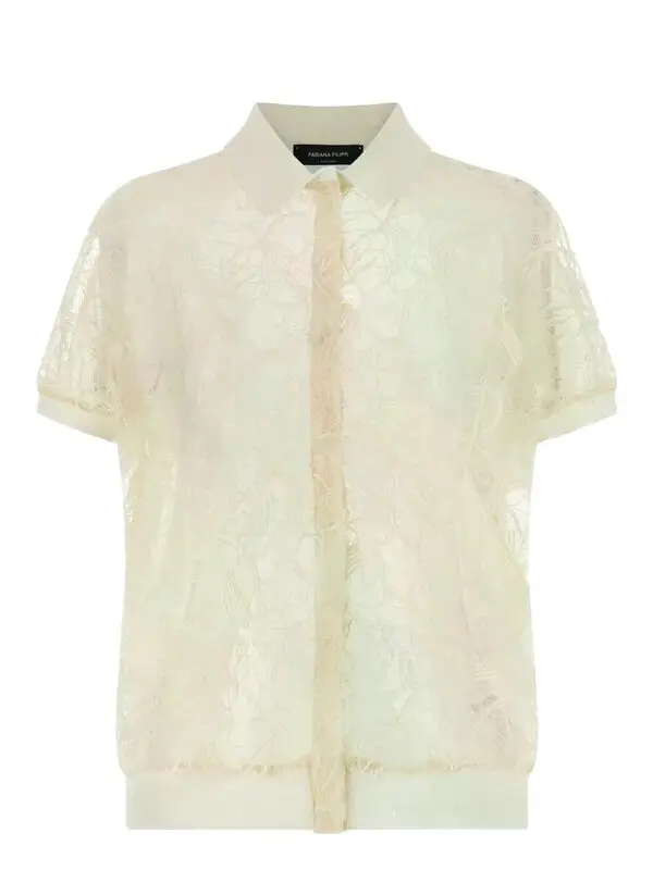 Fabiana Filippi Lace Detail Short Sleeve Cardigan - Neutrals