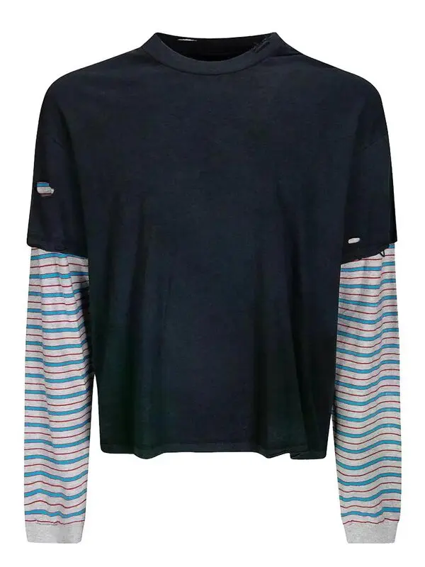 STOCKHOLM SURFBOARD CLUB Striped Layered T-shirt - Black