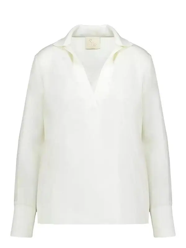 PAULA Diane V-neck Long-sleeve Blouse - Neutrals
