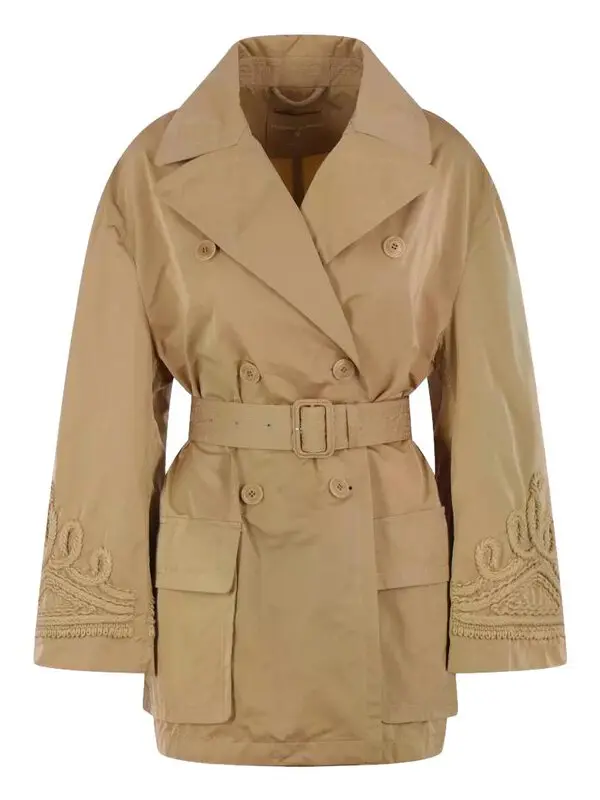 Ermanno Scervino Belted Embroidered Trench Coat - Neutrals