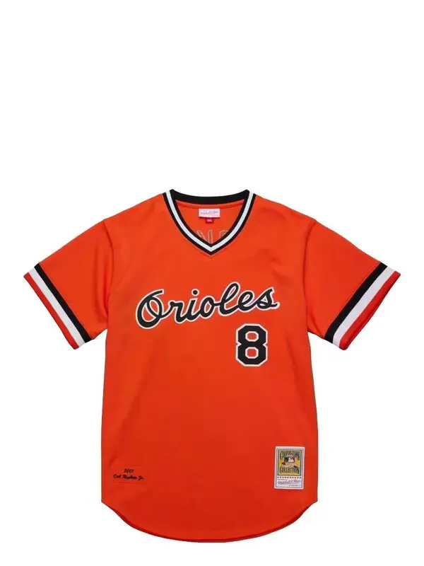 Mitchell & Ness Striped-trim V-neck T-shirt - Orange