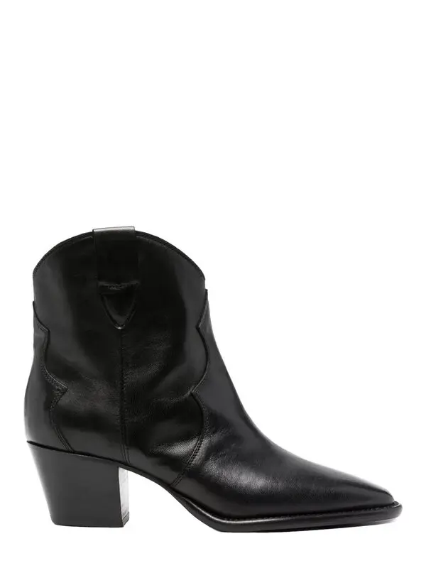 ANNA F. Cowboy Ankle Boots - Black