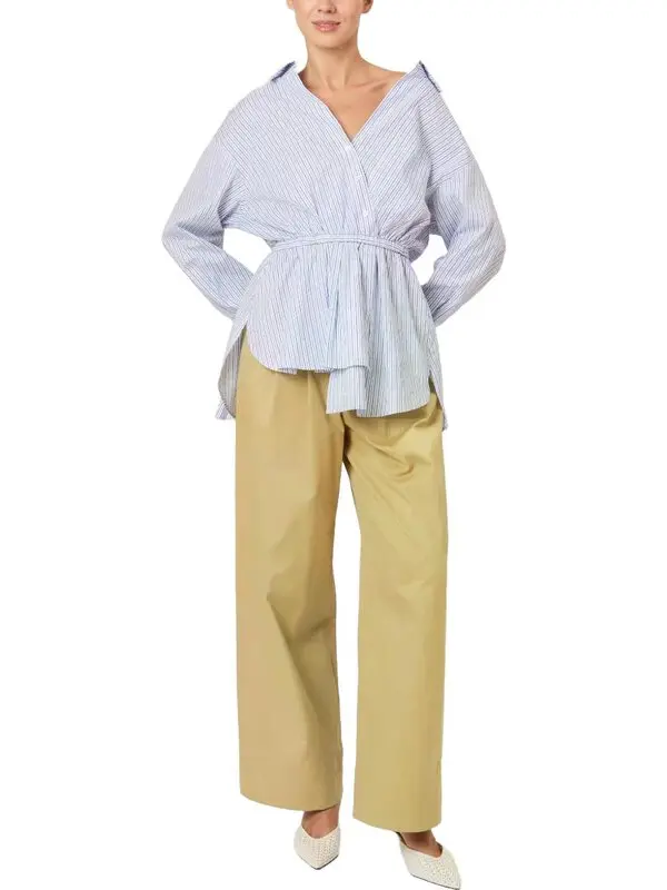 Rosie Assoulin Striped Top With Elasticated Waist - Blue