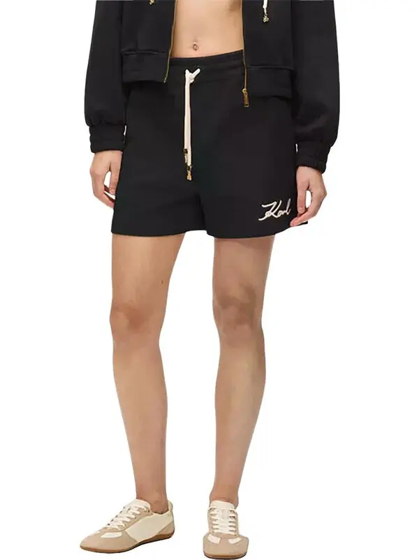 Karl Lagerfeld Logo Embroidered Shorts - Black