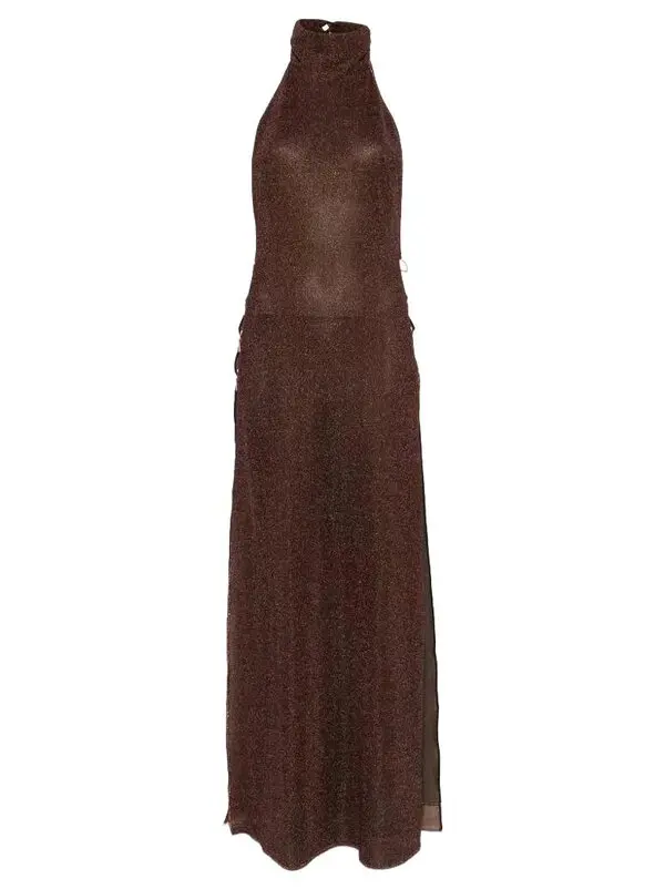 Oseree Ring Turtleneck Maxi Dress - Brown