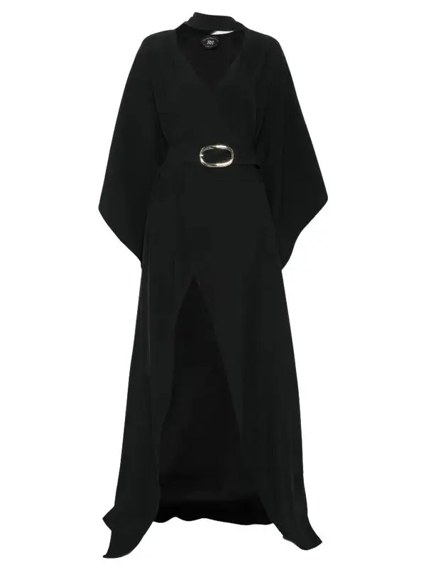 TALLER MARMO Cassandra V-neck Belted Dress - Black