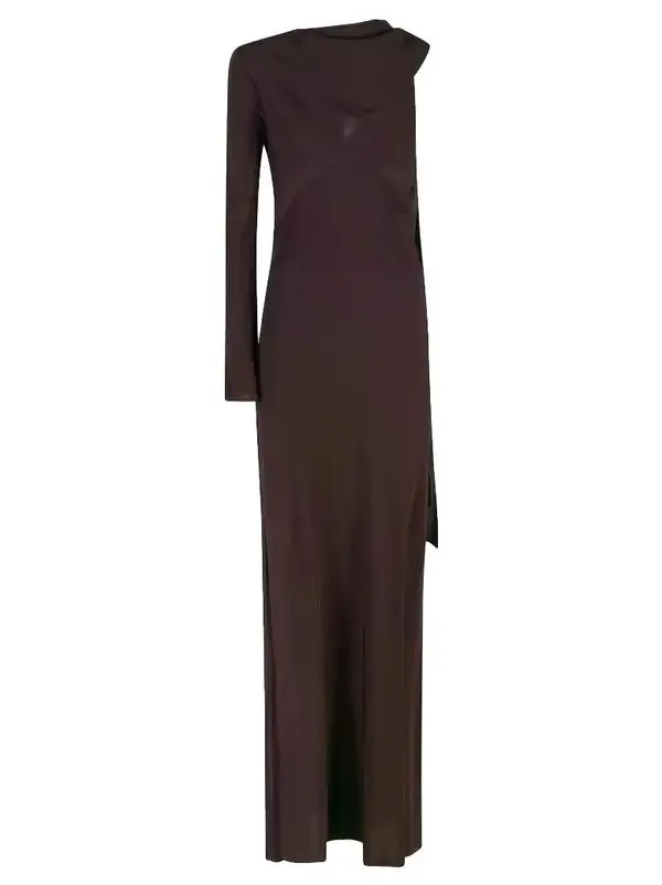 Erika Cavallini Milva Draped V-neck Maxi Dress - Brown