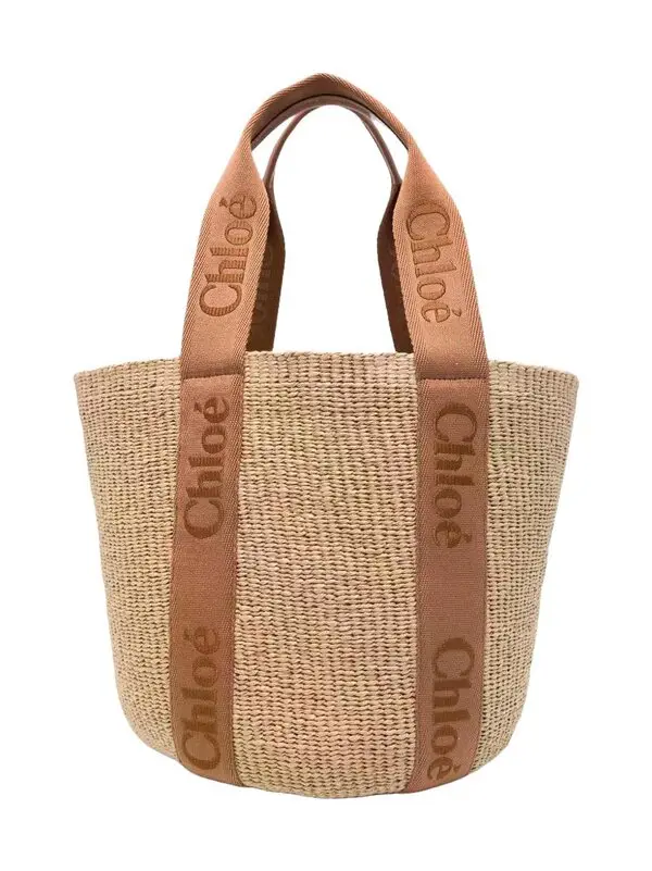 Chloé Large Woody Raffia Tote - Neutrals