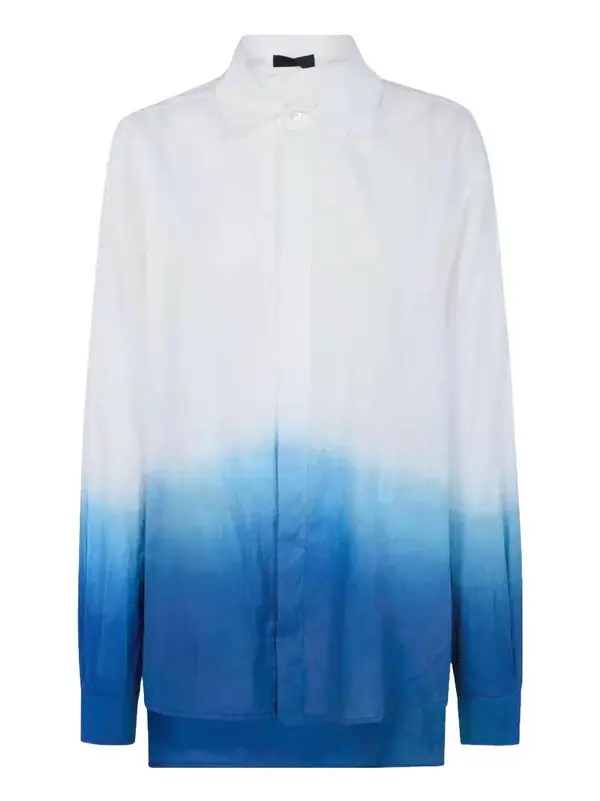 MARIA CALDERARA Dip-dye Effect Cotton Shirt - White