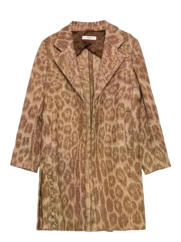Prada Wool Leopard Print Coat - Neutrals