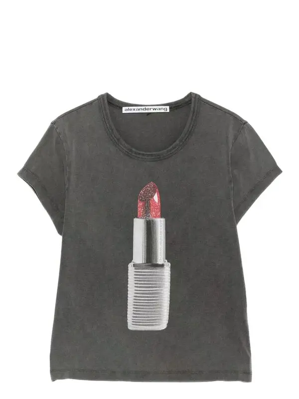 Alexander Wang Lipstick-print T-shirt - Grey