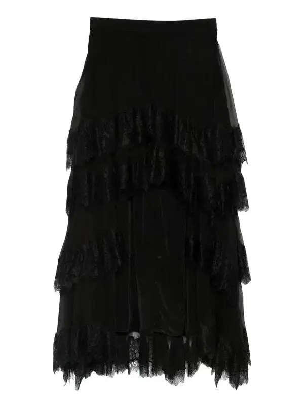 MES DEMOISELLES Lace Ruffled Skirt - Black