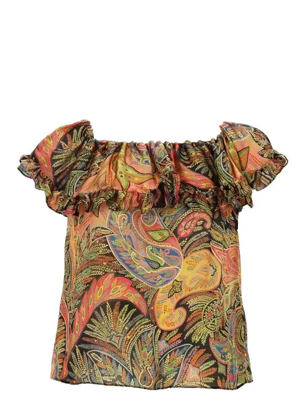 Etro Ruffled Paisley-print Top - Orange