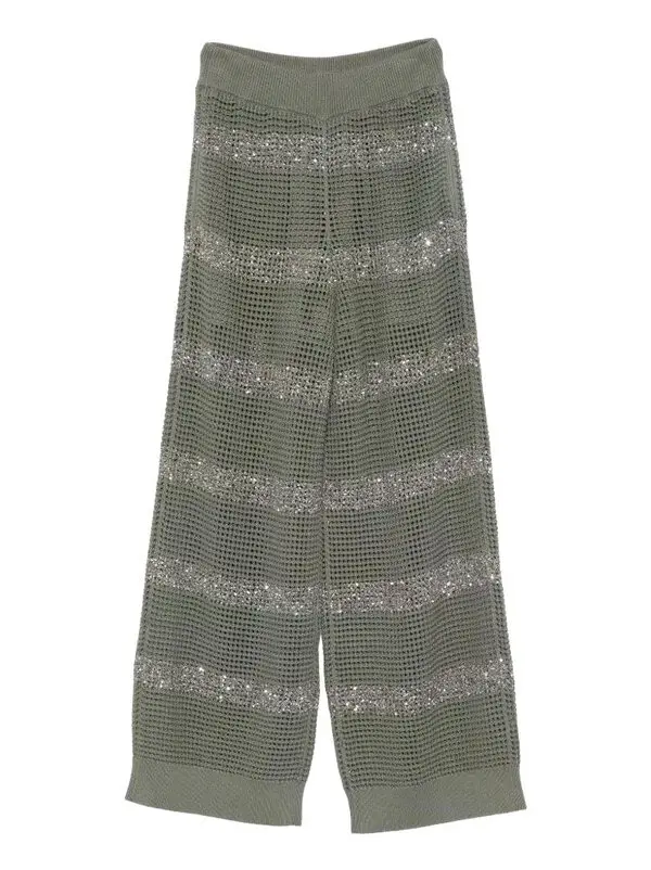 Brunello Cucinelli Sequin-embellished Striped Trousers - Green