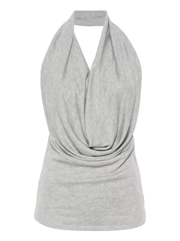AYA MUSE Draped Halterneck Top - Grey