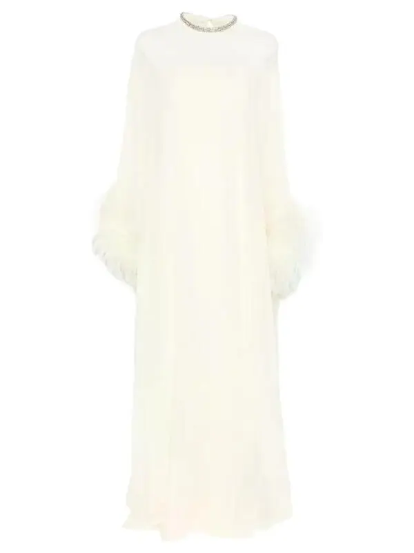 Roland Mouret Feather-trim Gown - Neutrals