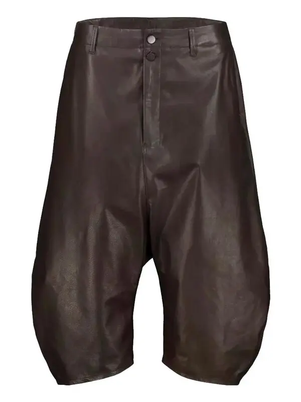 LEMAIRE Dropped-crotch Leather Trousers - Brown