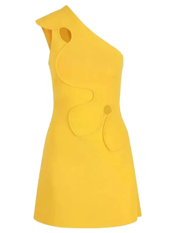 Cult Gaia Mini One-shoulder Cutout A-line Dress - Yellow
