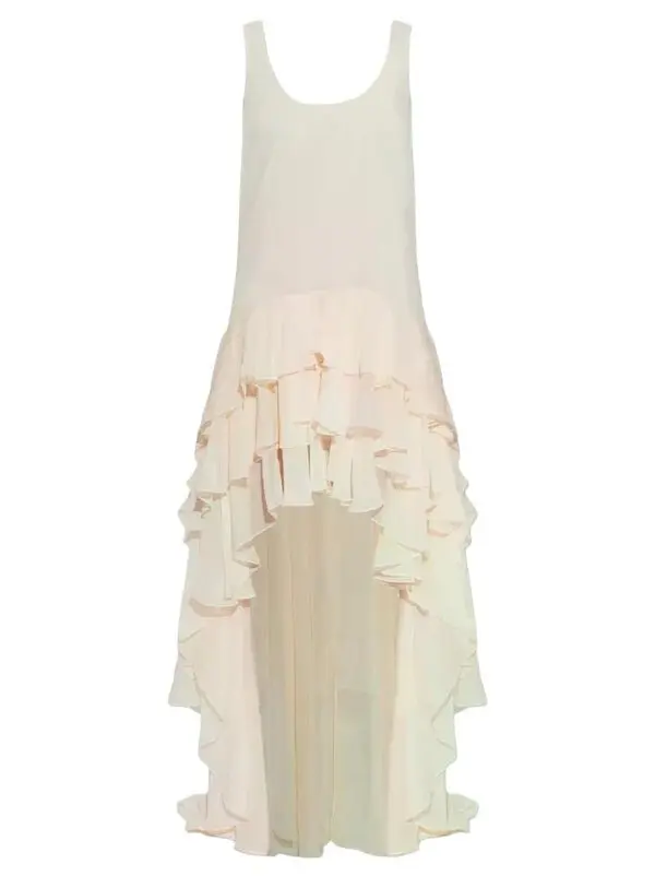 ROTATE BY BIRGER CHRISTENSEN Ruffled High-low Dress - Neutrals