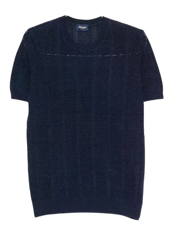 DRUMOHR Ribbed Short-sleeve Sweater - Blue