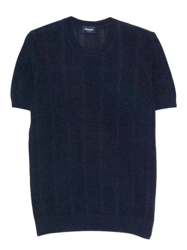 DRUMOHR Ribbed Short-sleeve Sweater - Blue