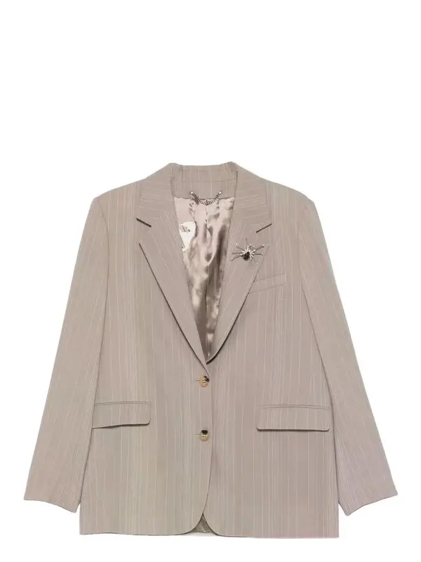GOLDEN GOOSE Pinstripe Embellished Blazer - Neutrals