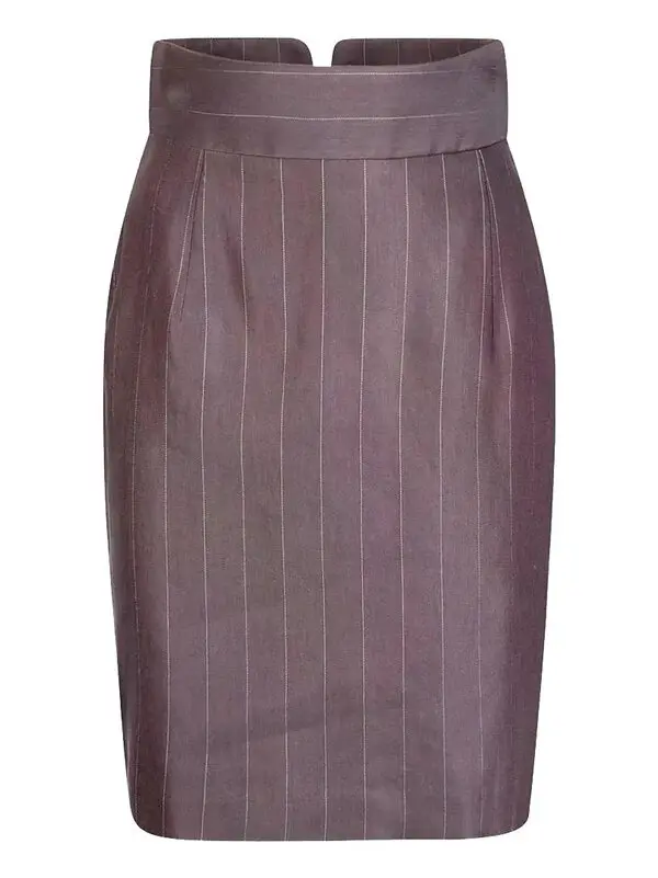 Tagliatore Pinstripe Pencil Skirt - Brown