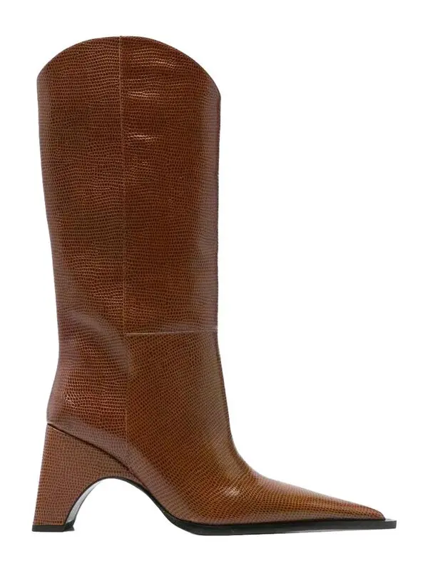 Coperni Cowboy Bridge Lizard Print Boots - Brown