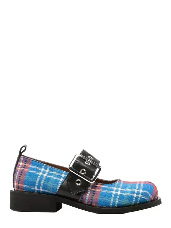 CHARLES JEFFREY Buckle Plaid Pumps - Blue