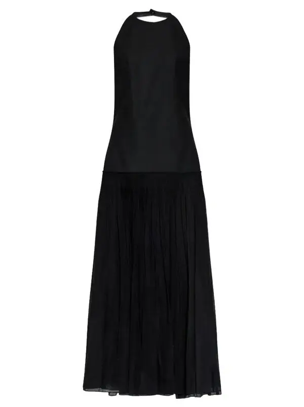 RÓHE Halterneck Pleated Maxi Dress - Black