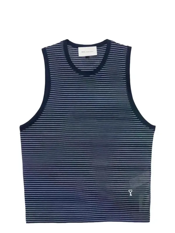 Ami Striped Logo Tank Top - Blue